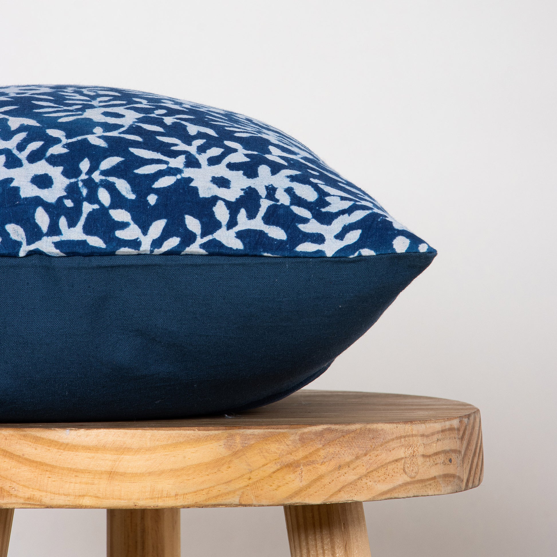 Buy Indigo Blue Floral Printed Pure Cotton Cushion Covers Online