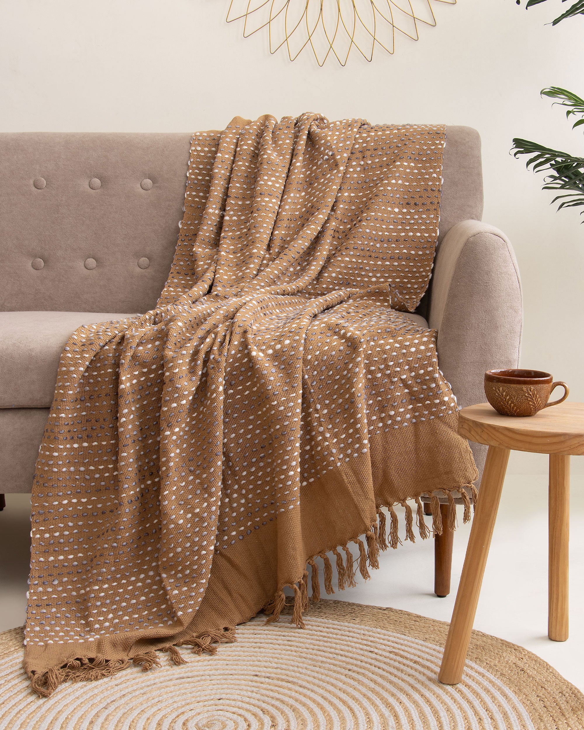 Luxury Brown Soft Cotton Throws for Couch Online DMAASA.in – Dmaasa