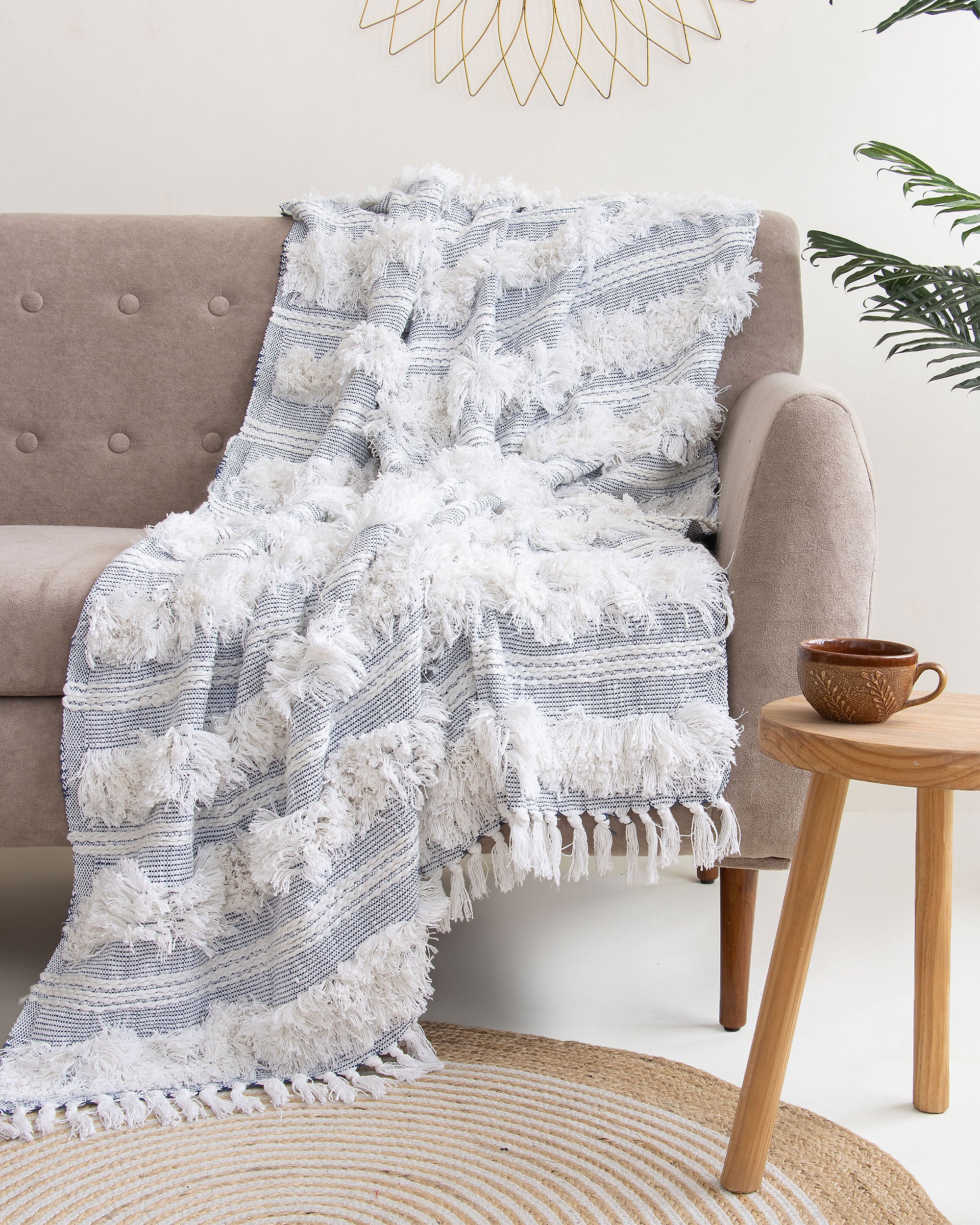 Buy Pure Cotton Decorative Tufted Bed Throw Online DMAASA.in – Dmaasa