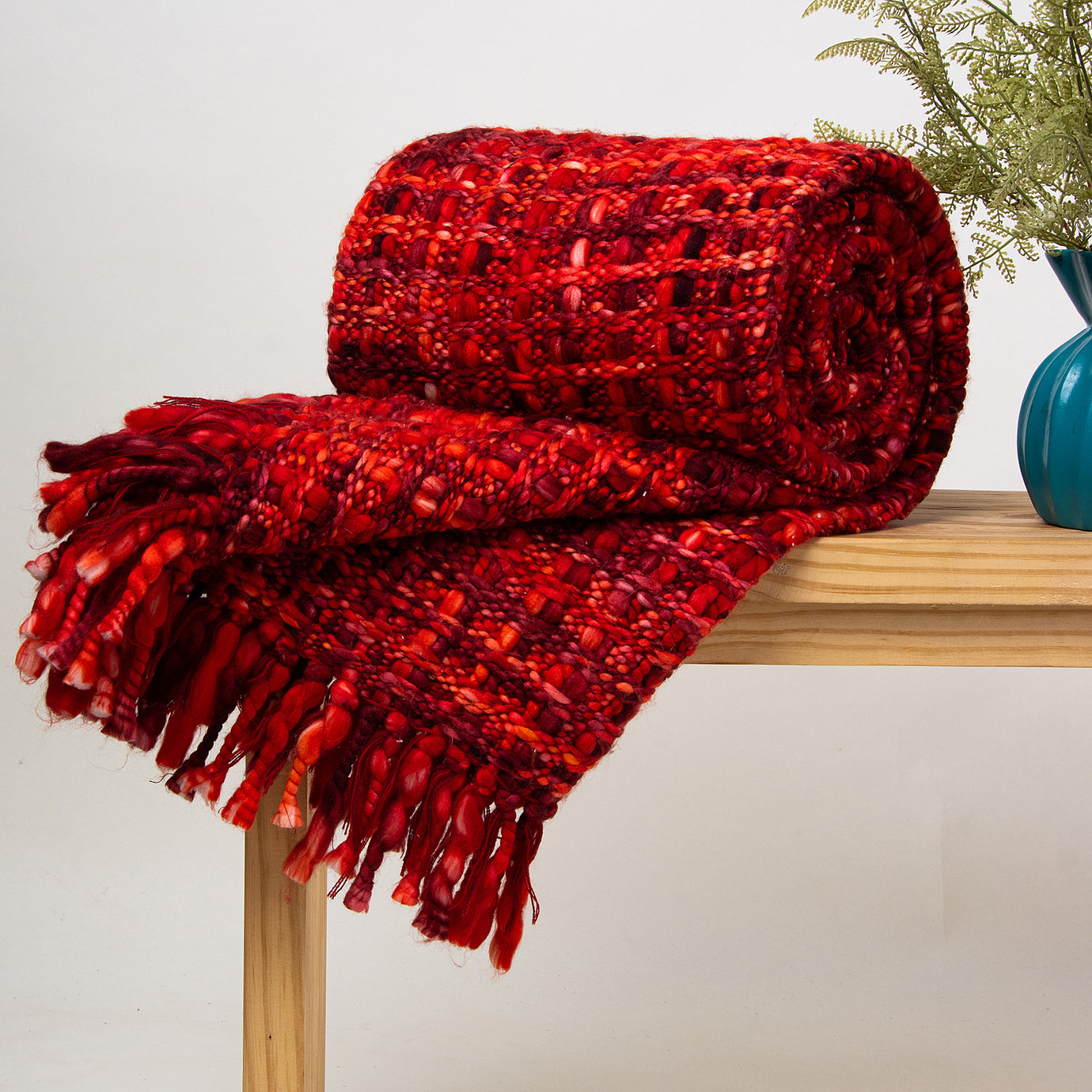 Buy Premium Maroon Handmade Acrylic Throw For Sofas Online – Dmaasa