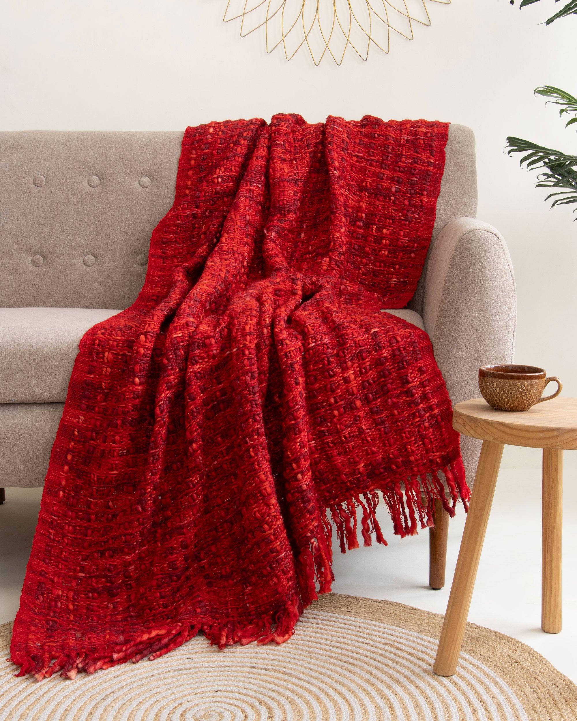 Buy Premium Maroon Handmade Acrylic Throw For Sofas Online – Dmaasa