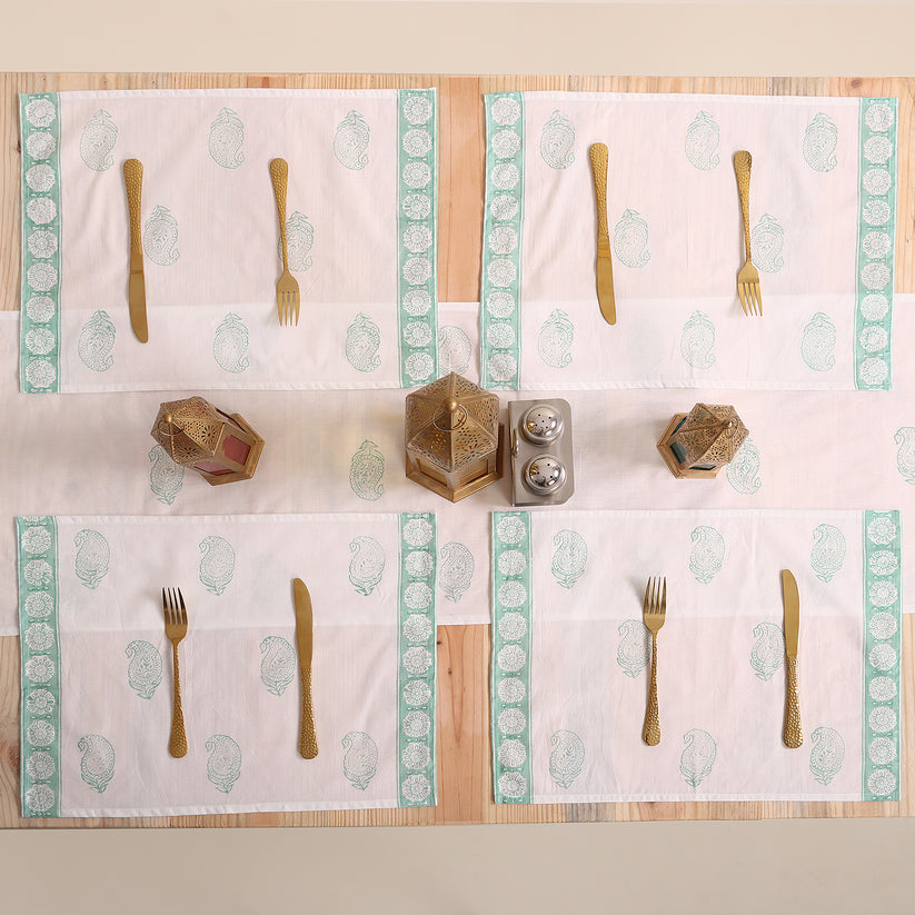 Buy Block Floral Printed Cotton Modern Table Runner Online