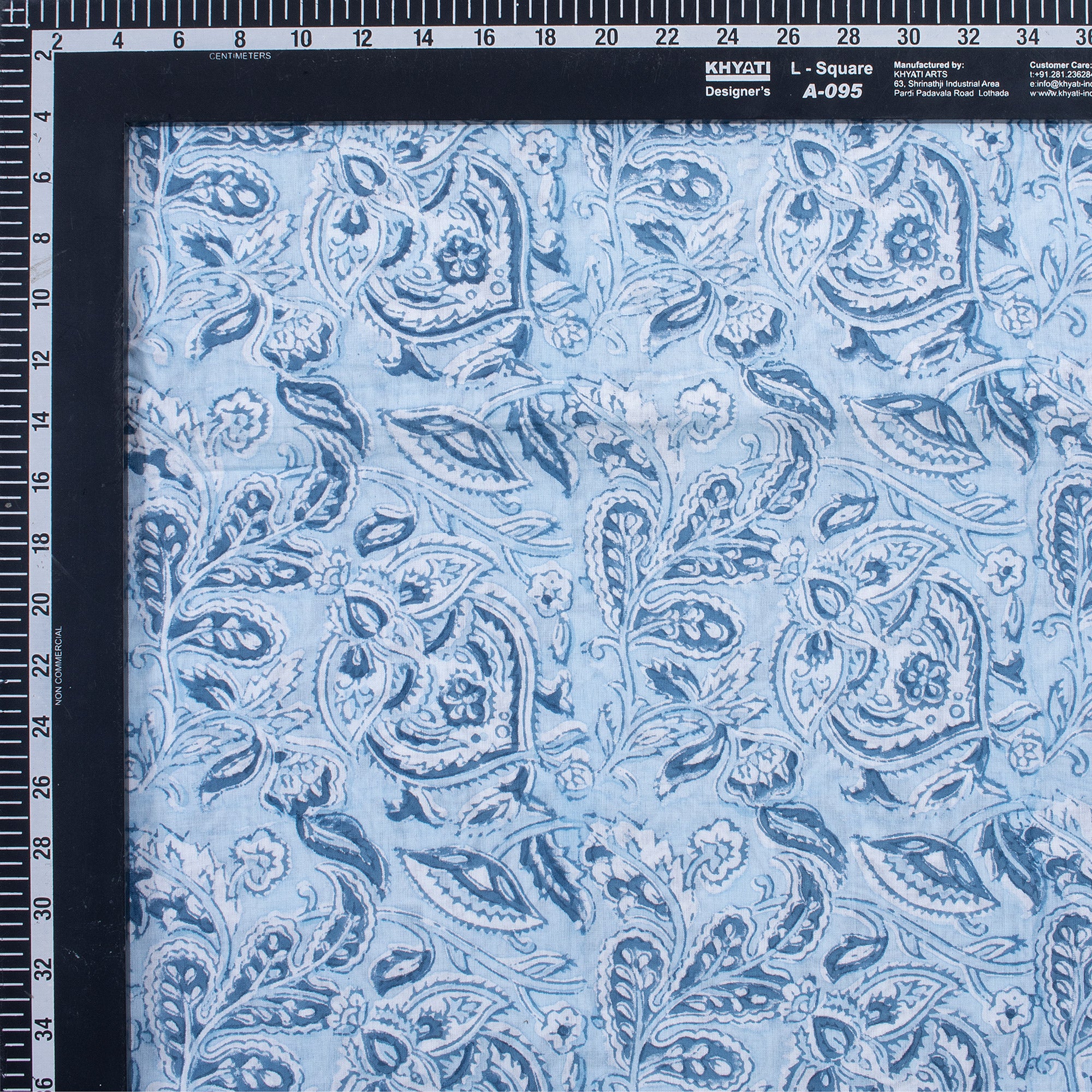 Buy White and Blue Floral Hand Block Print Fabric Online – Dmaasa